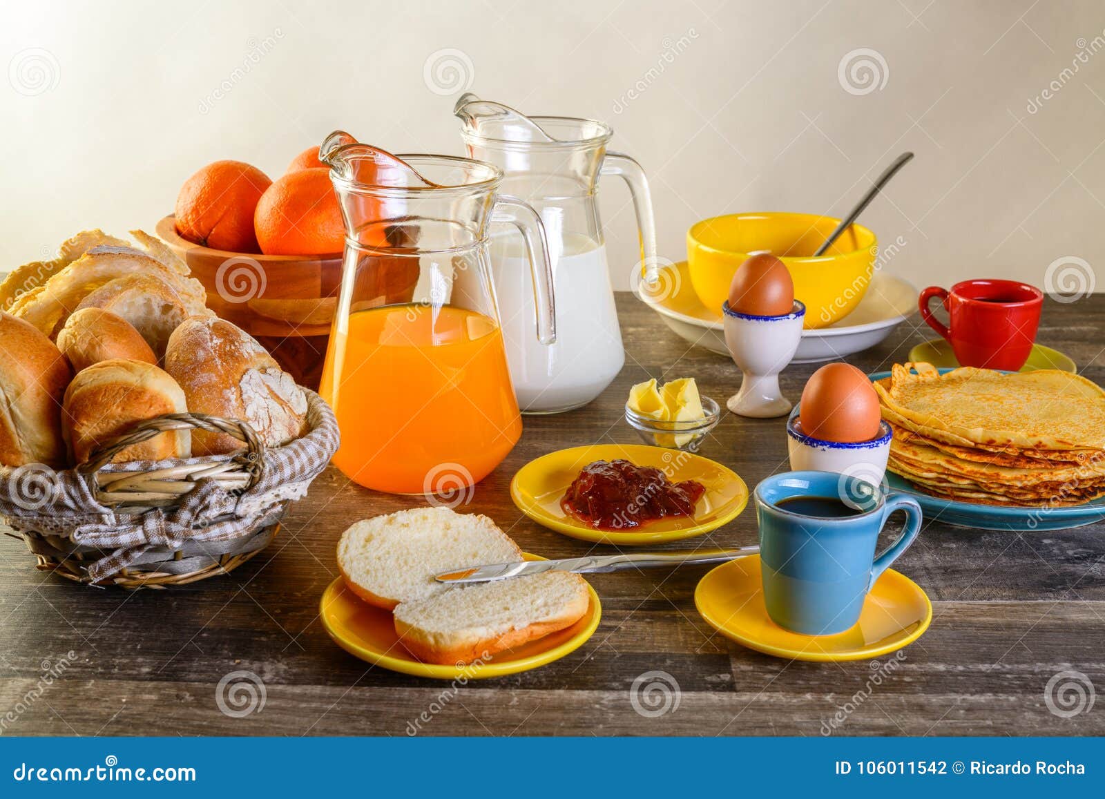 Breakfast table full set stock photo. Image of sweet - 106011542