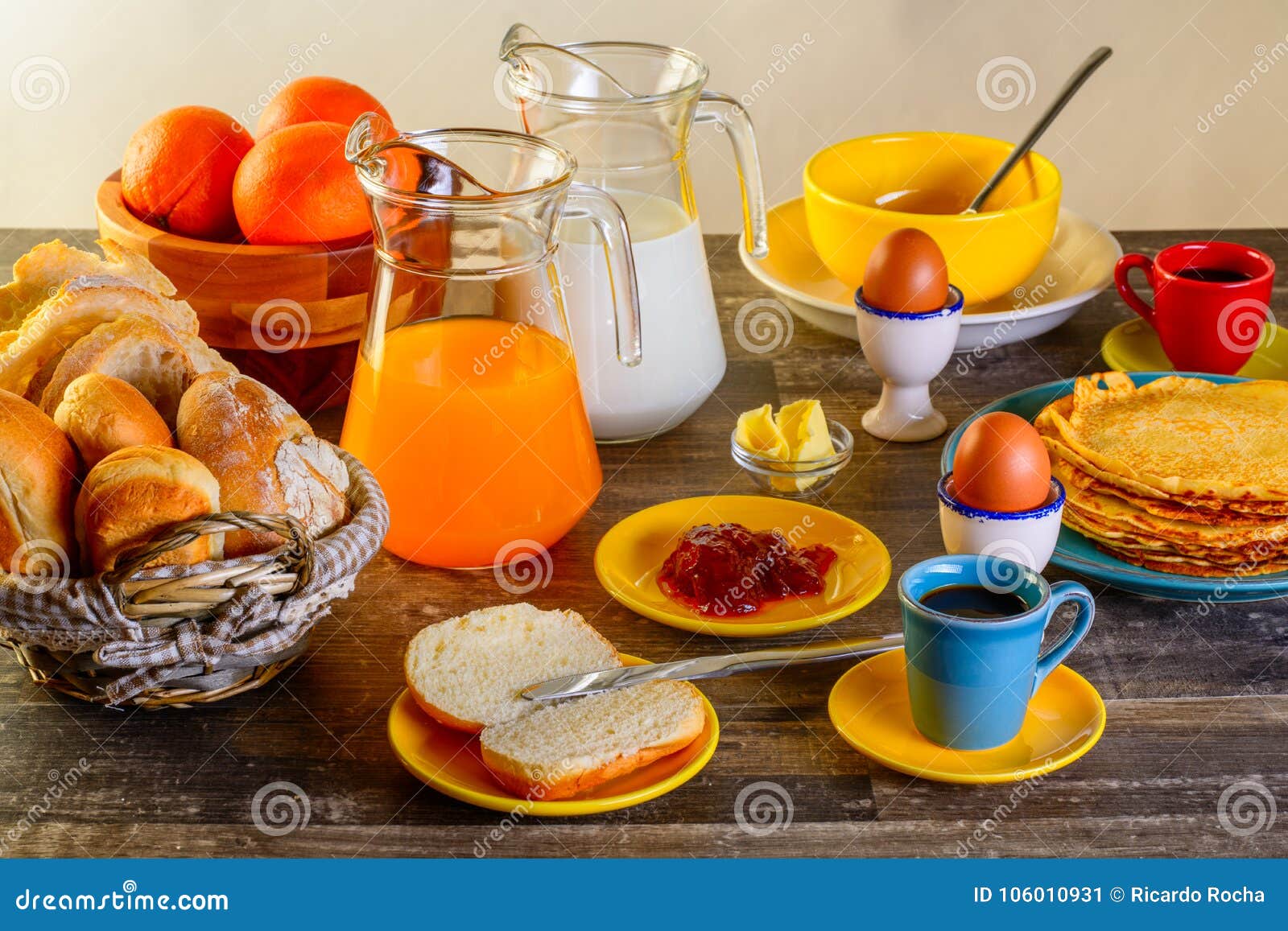 Breakfast table full set stock image. Image of morning - 106010931
