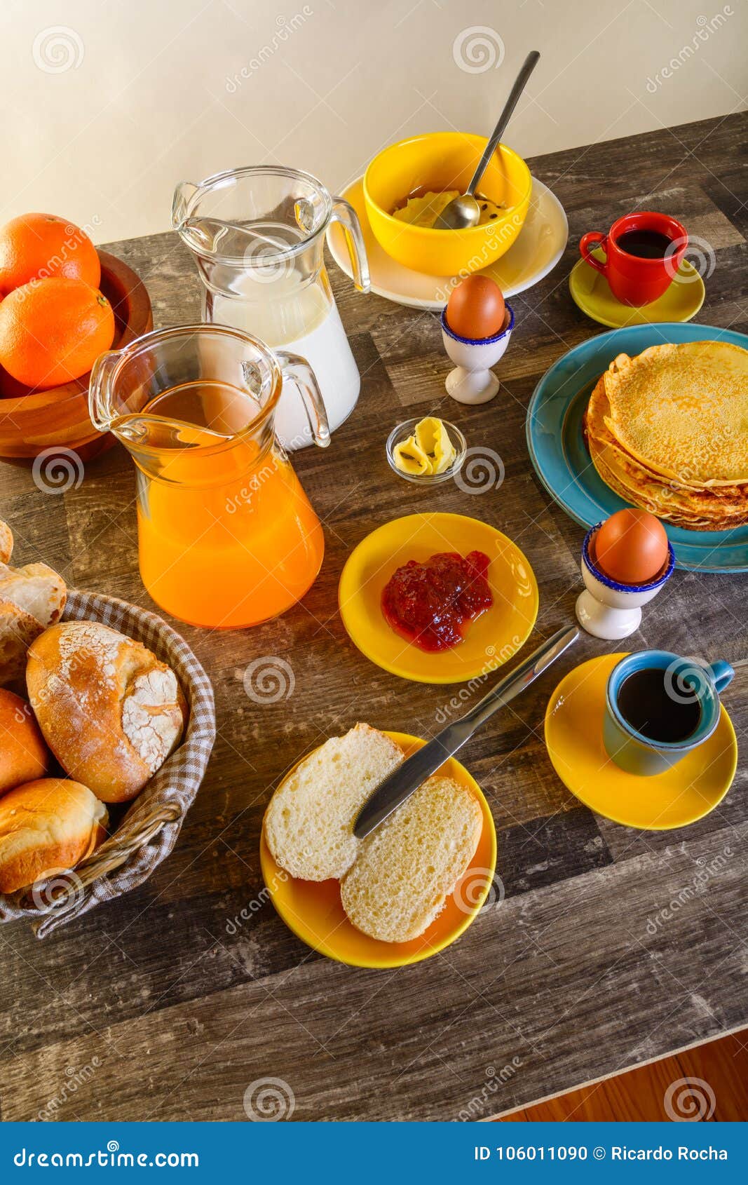 Breakfast table full set stock photo. Image of home - 106011090
