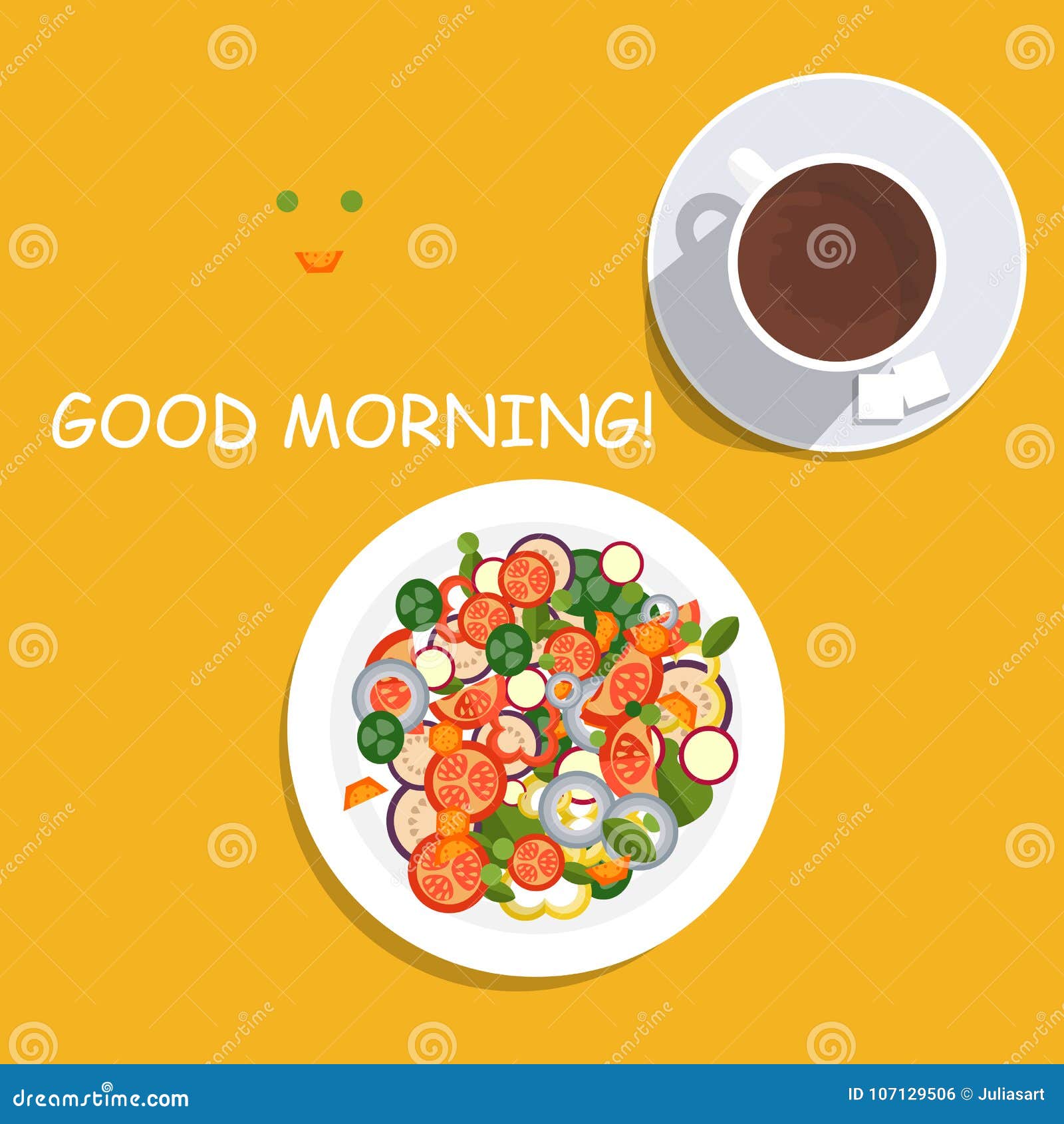 Breakfast on the Table, Good Morning Concept. Stock Illustration ...