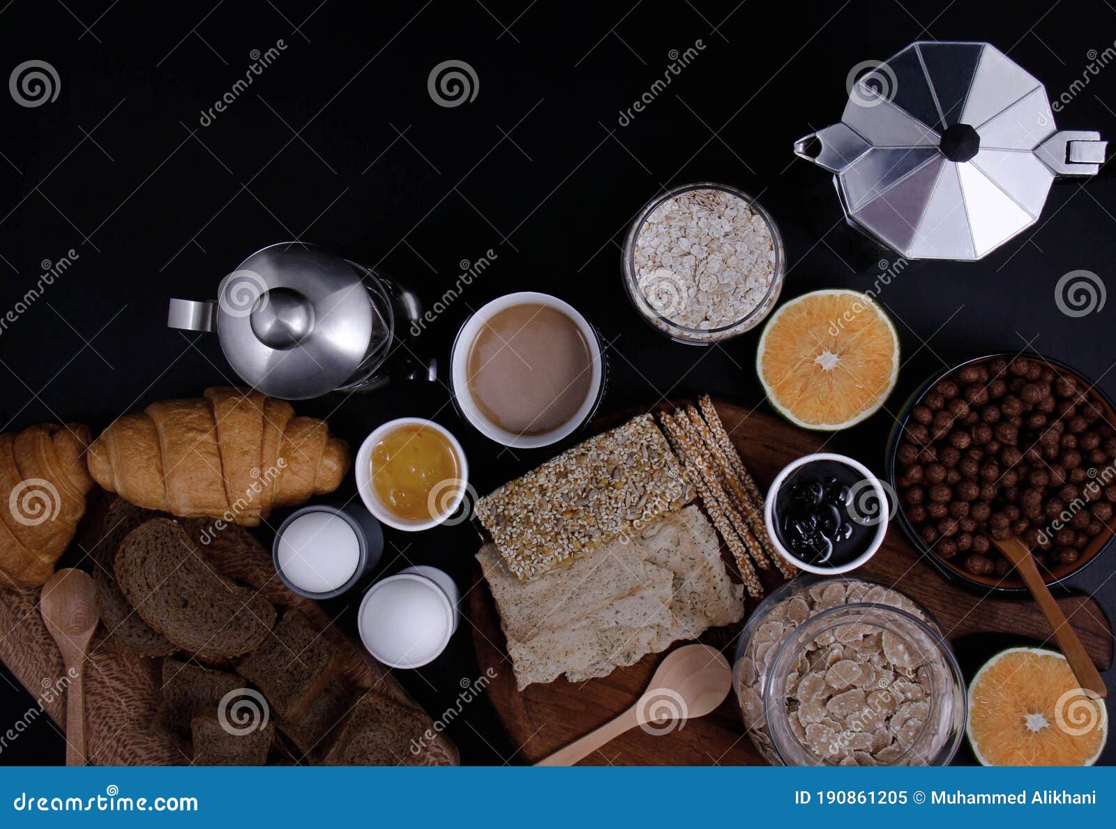 Breakfast Table Layout. Breakfast Variety and View from Above. Stock ...