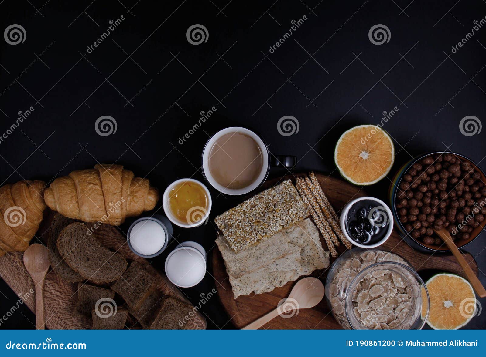 Breakfast Table Layout. Breakfast Variety and View from Above. Stock ...