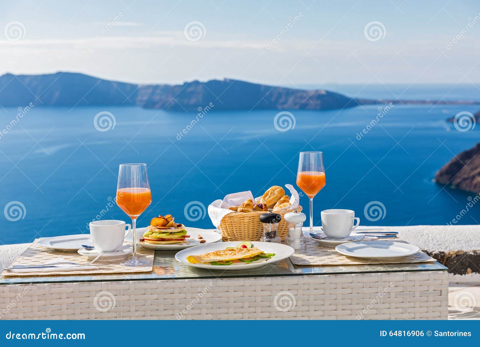 Breakfast at a Table Overlooking the Sea Stock Photo - Image of nature ...