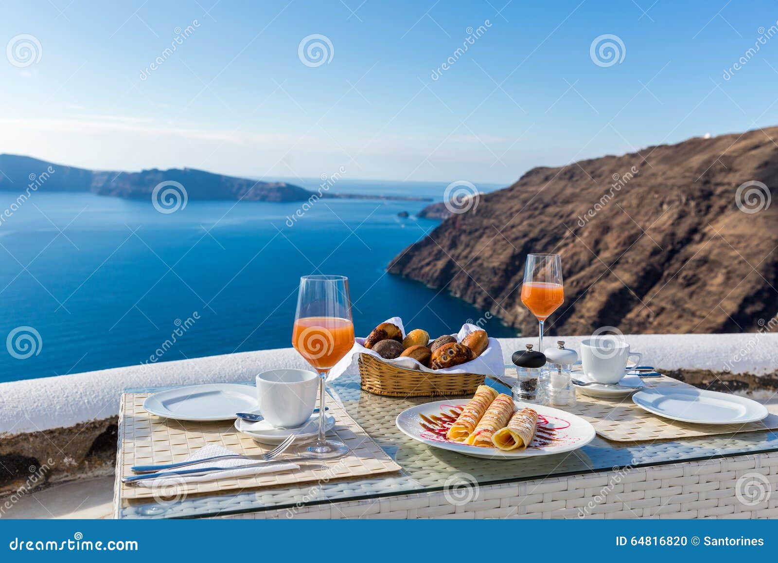Breakfast at a Table Overlooking the Sea Stock Photo - Image of eating ...