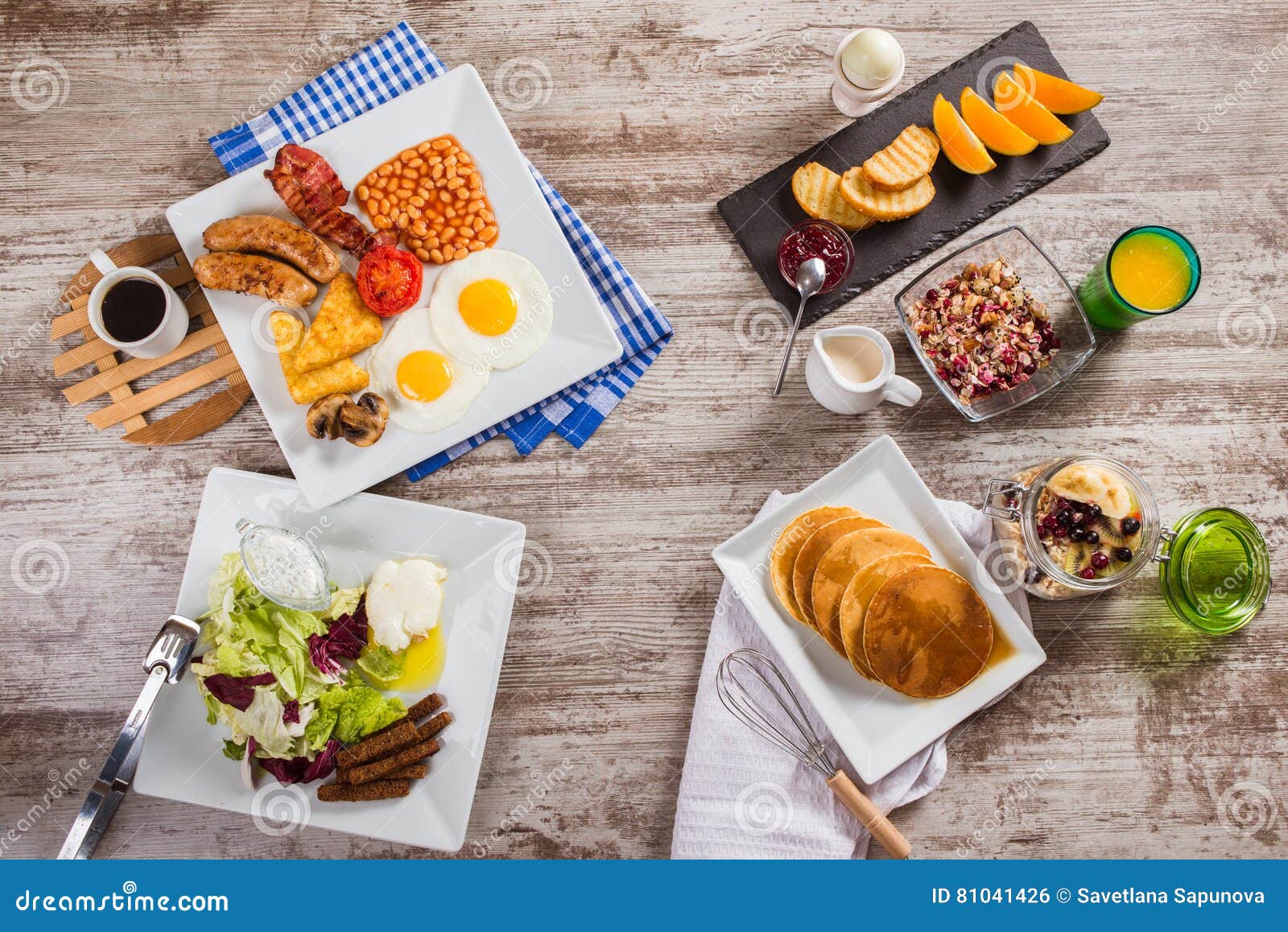 Breakfast table set stock photo. Image of horizontally - 81041426