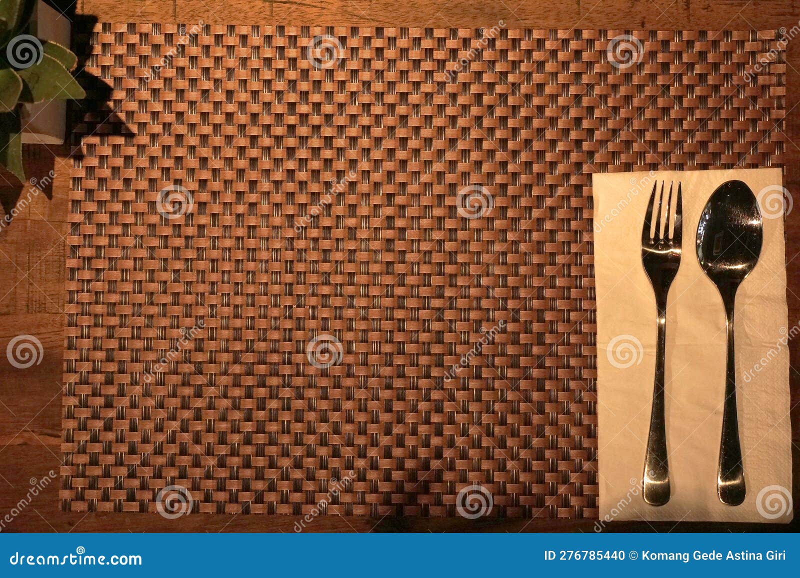 Breakfast table setup stock photo. Image of tissue, fork - 276785440