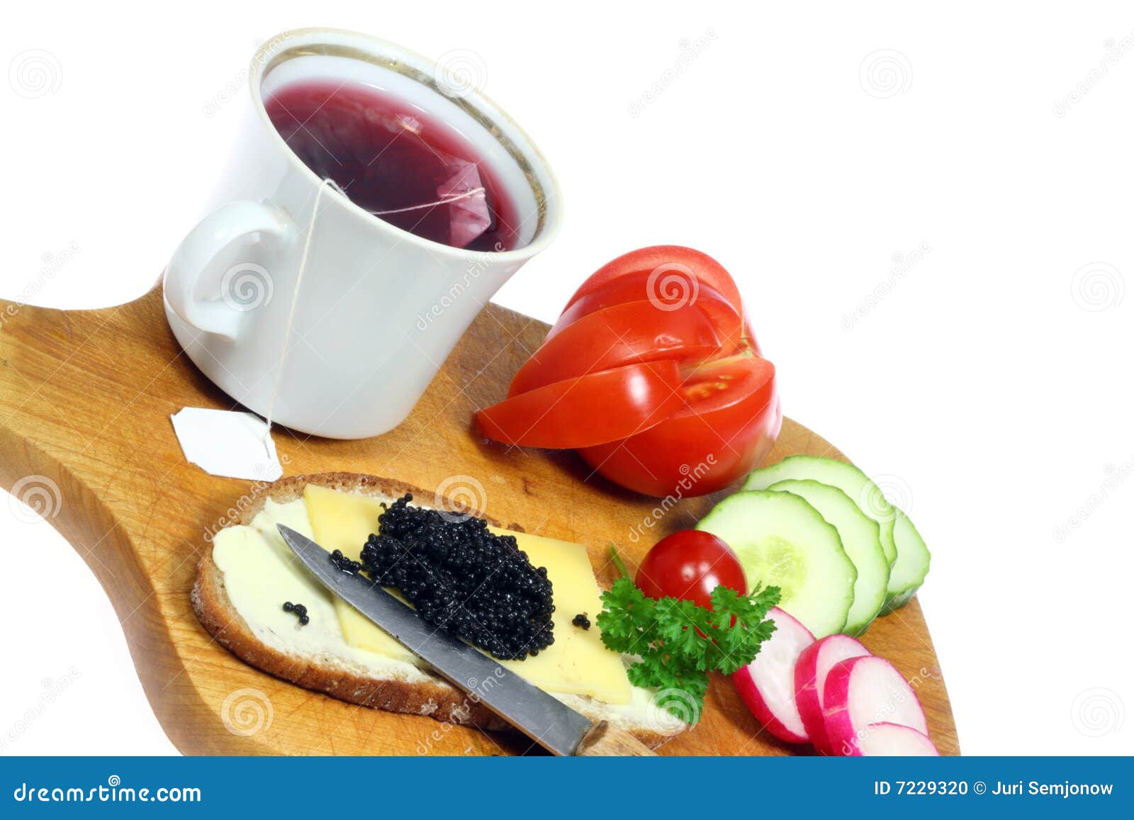 Breakfast with tea. stock photo. Image of black, slice - 7229320