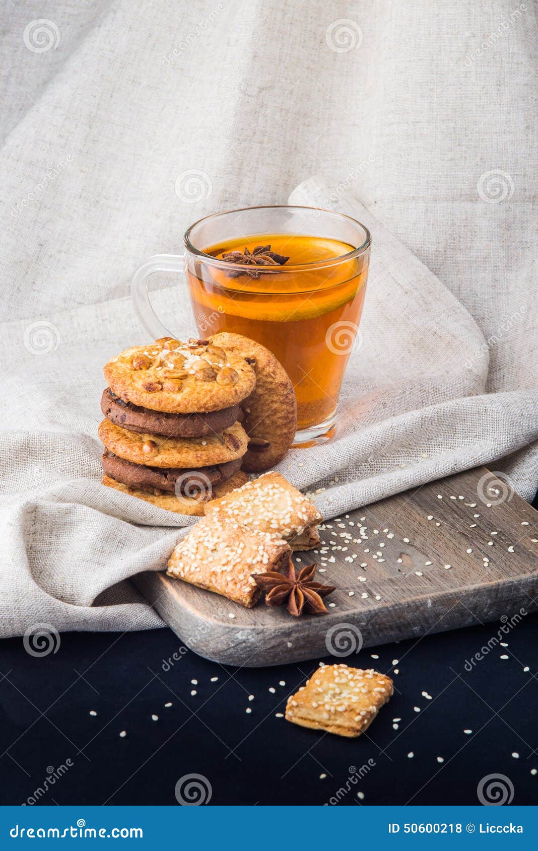 Breakfast with Tea and Biscuits Stock Photo - Image of flake, dessert ...