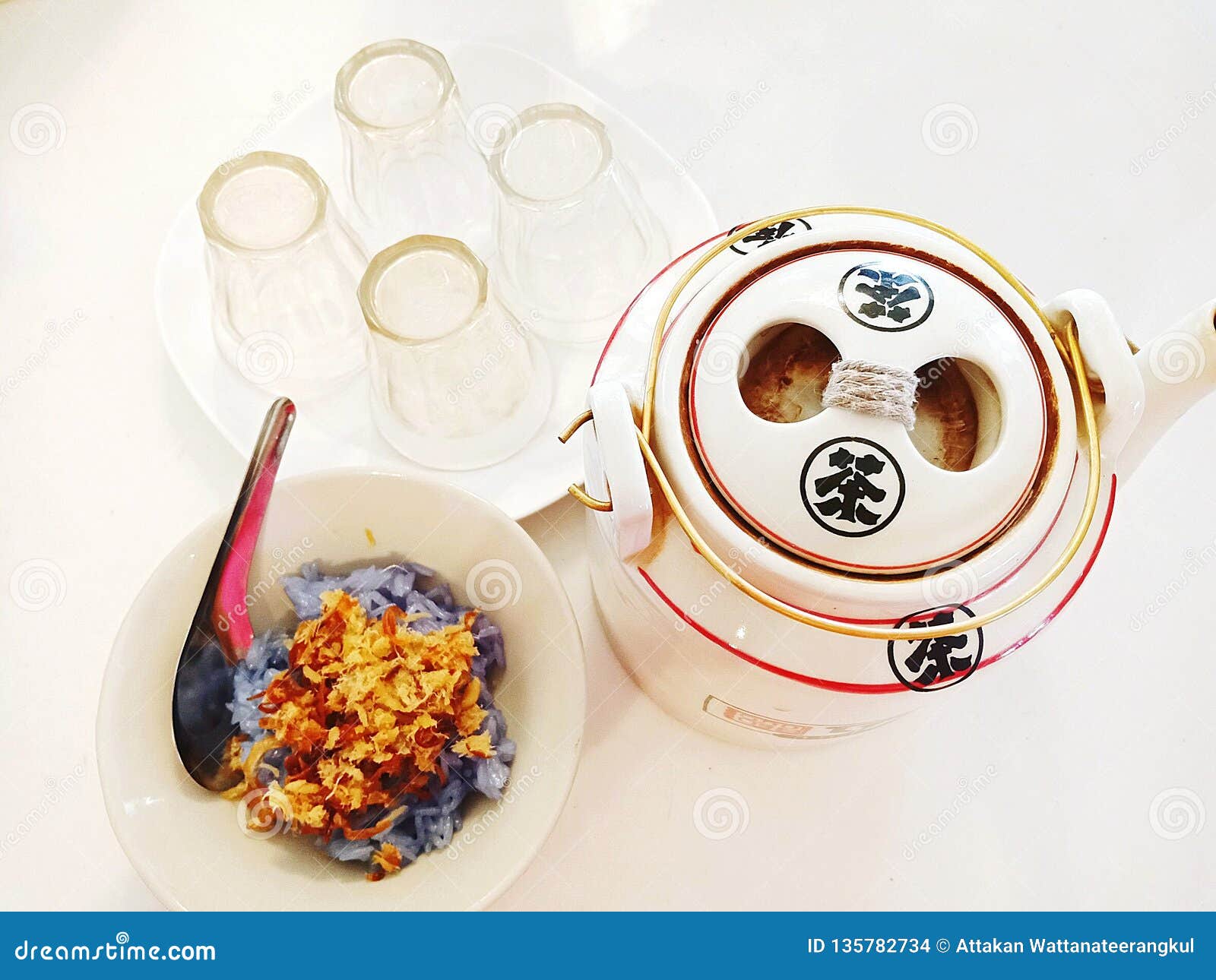 Breakfast stock photo. Image of glass, teapot, breakfast - 135782734