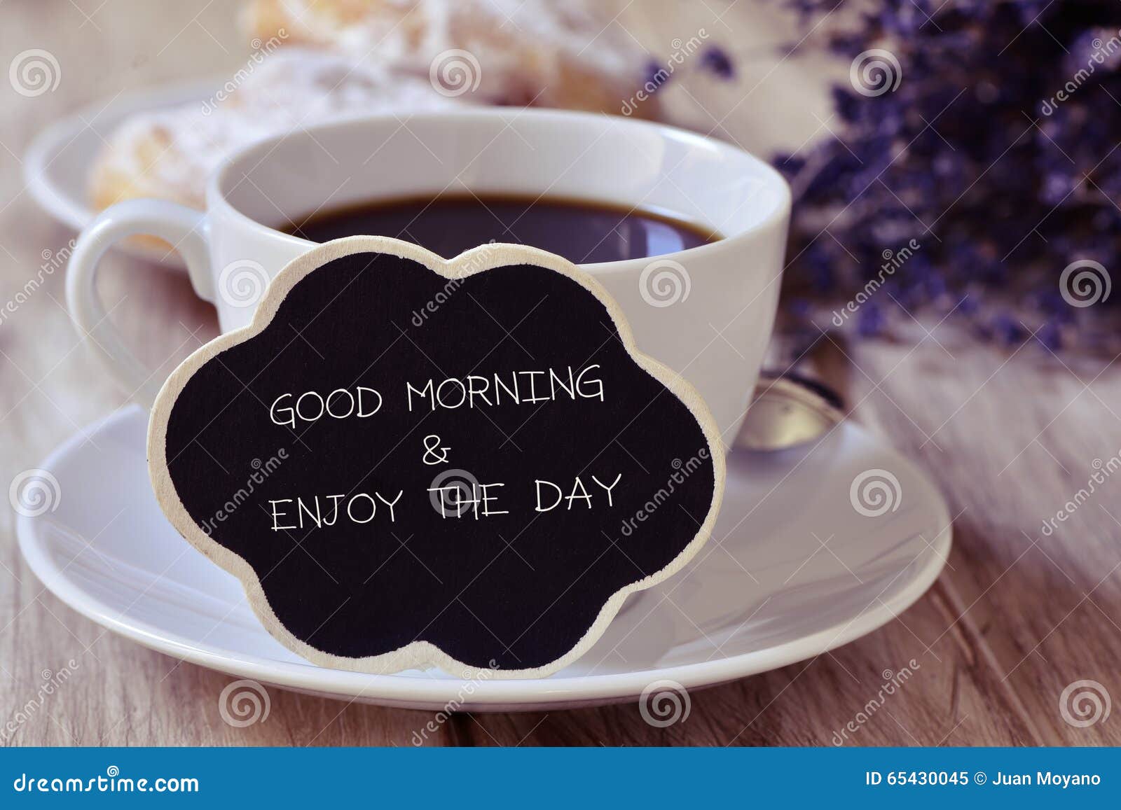 Breakfast and Text Good Morning and Enjoy the Day Stock Image - Image ...