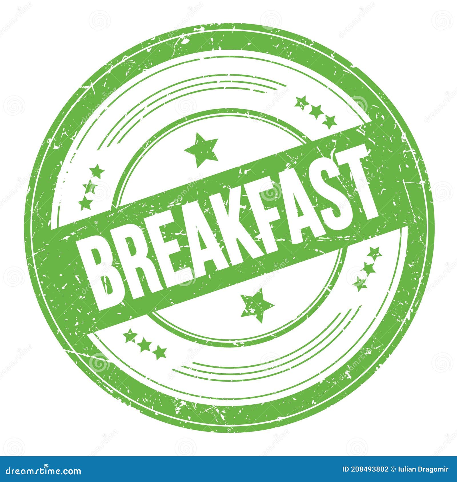 BREAKFAST Text on Green Round Grungy Stamp Stock Illustration ...