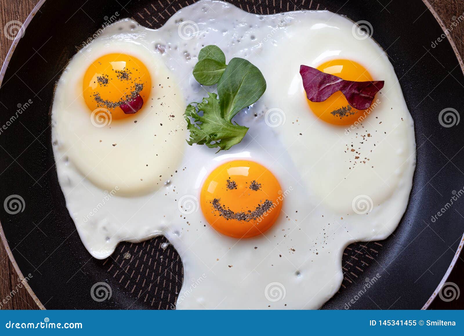 Three Fried Eggs Like Emoticons Stock Image - Image of eating, emotion ...
