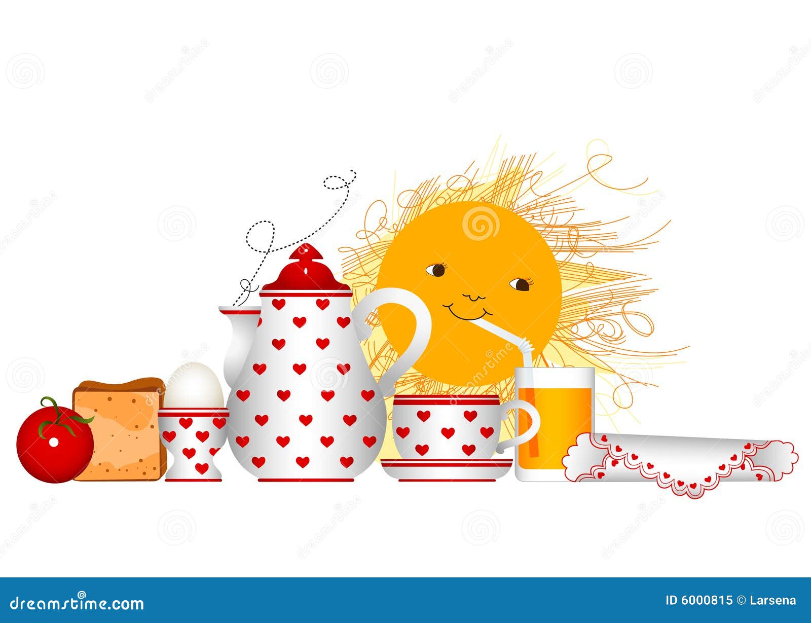 Breakfast Time stock vector. Illustration of orange, kettle - 6000815