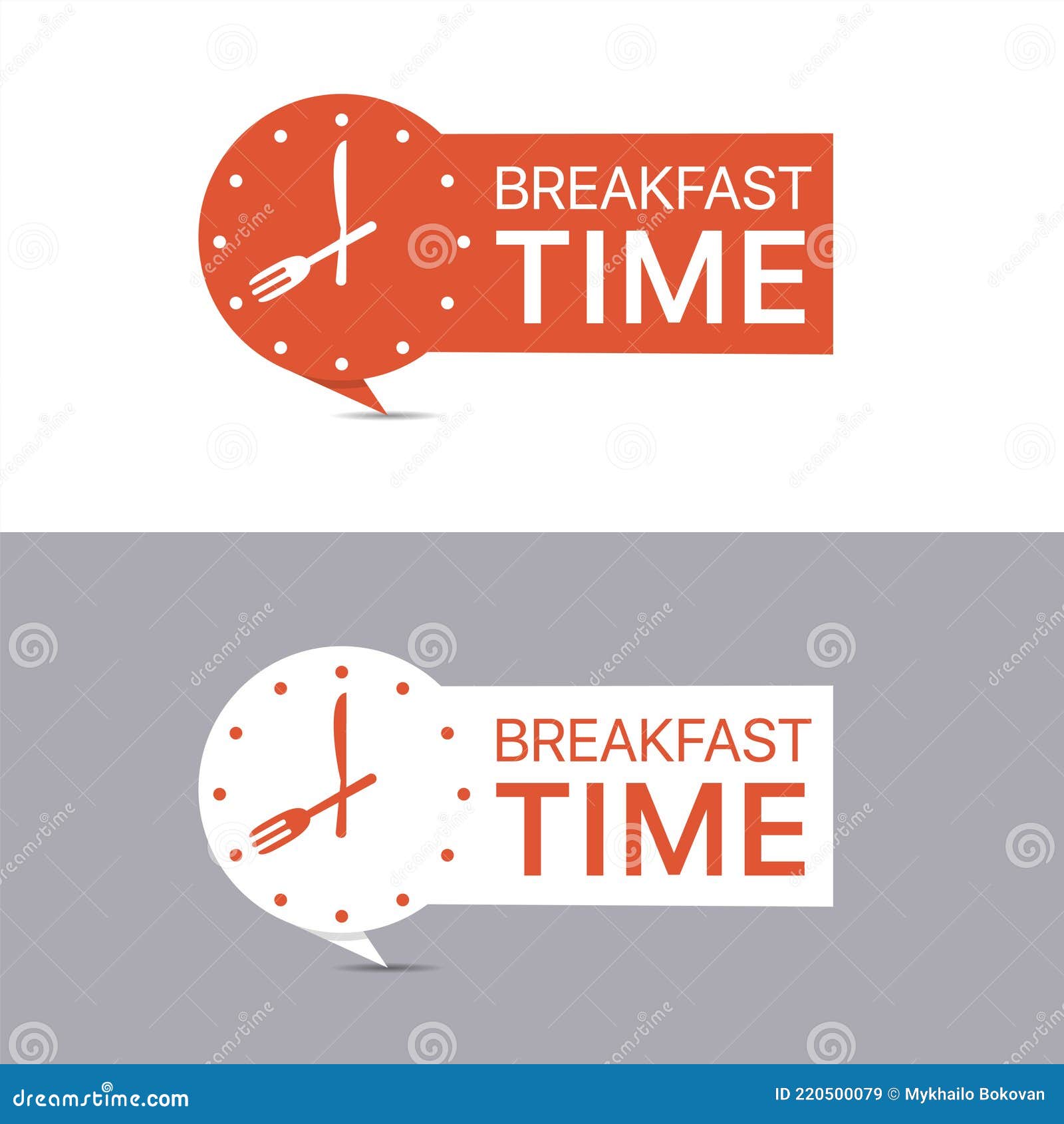 Breakfast Time Banners. Red and White Labels Stock Vector ...