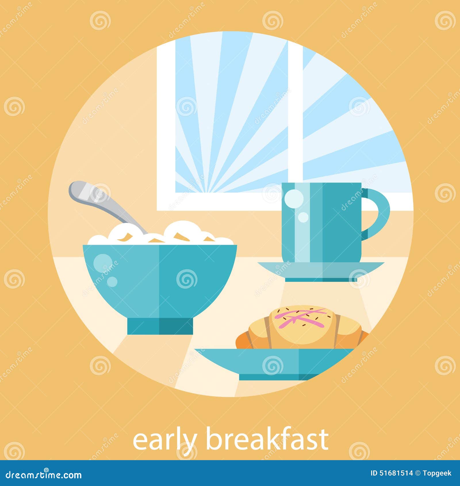Breakfast time concept stock vector. Illustration of flat - 51681514