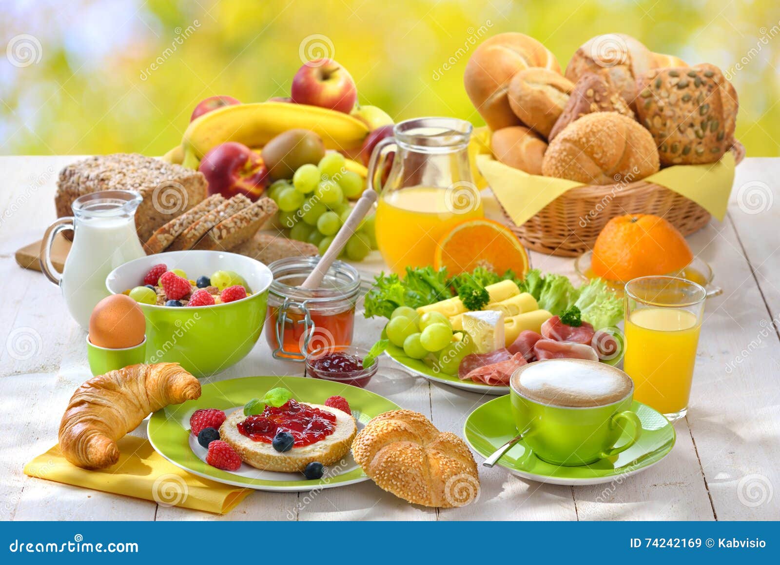 Breakfast time stock image. Image of morning, juice, croissant - 74242169
