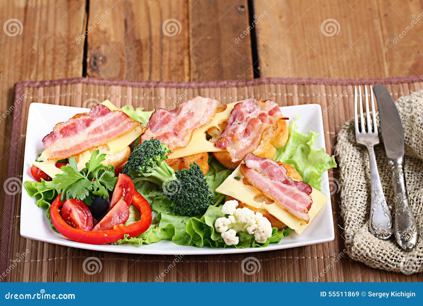 Breakfast toast stock image. Image of meal, mustard, bacon - 55511869