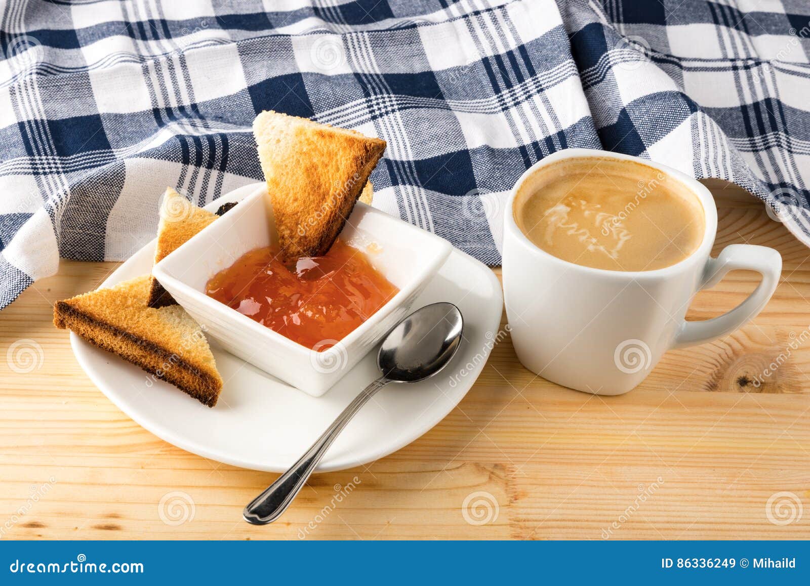 Breakfast with Toast and Jam Stock Image - Image of tablecloth, coffe ...
