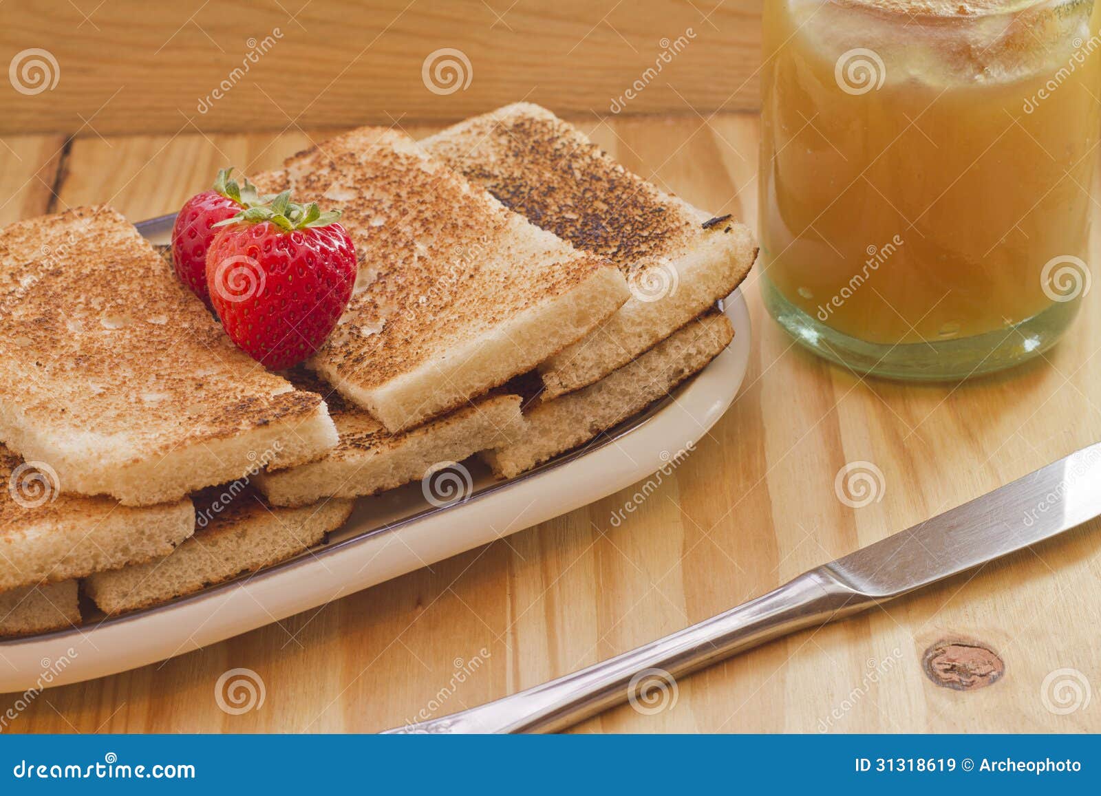 Breakfast with Toast on a Plate Stock Image - Image of berry, delicious ...