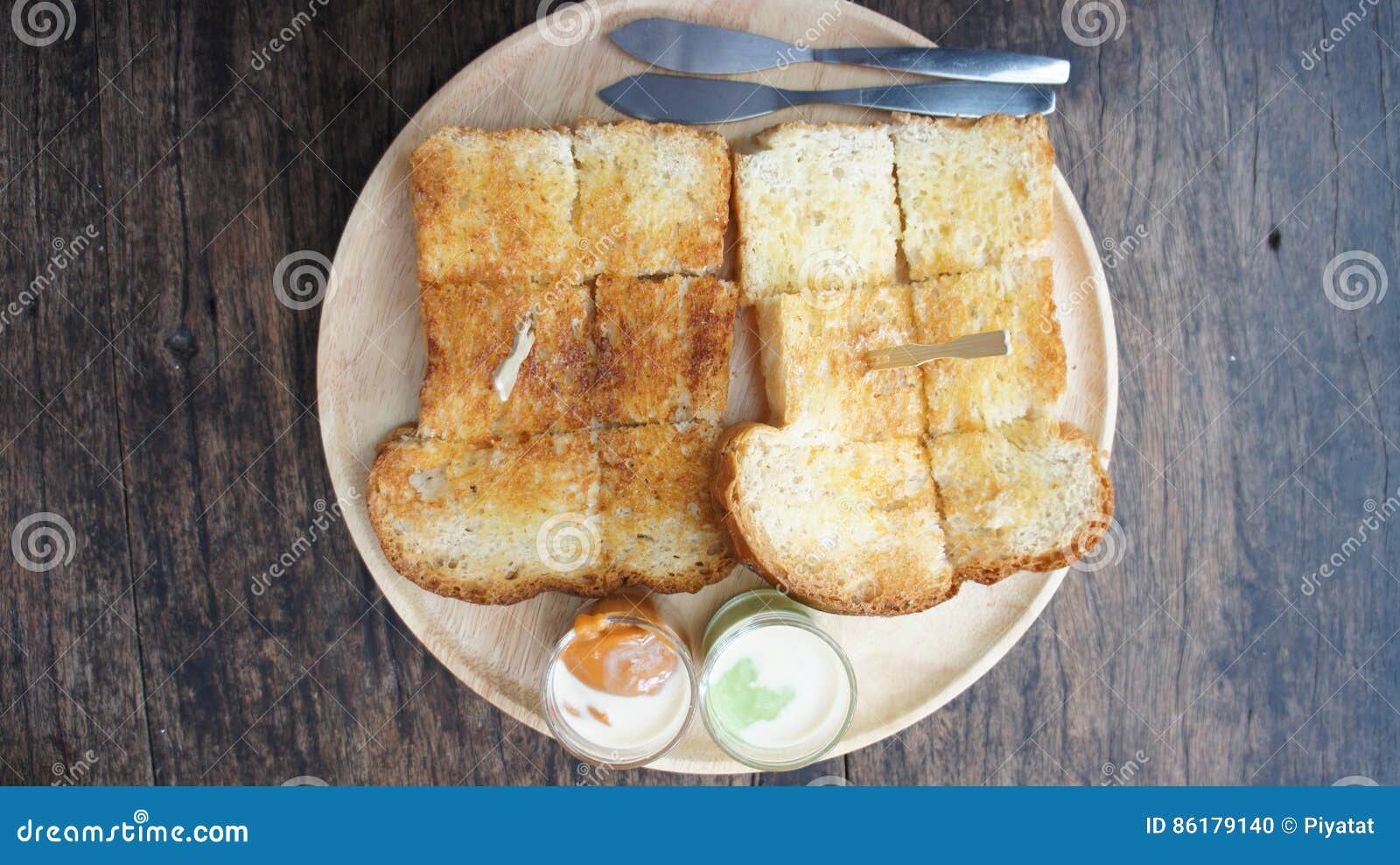 Breakfast Toast on a Plate on the Table Ready To Eat. Stock Photo ...
