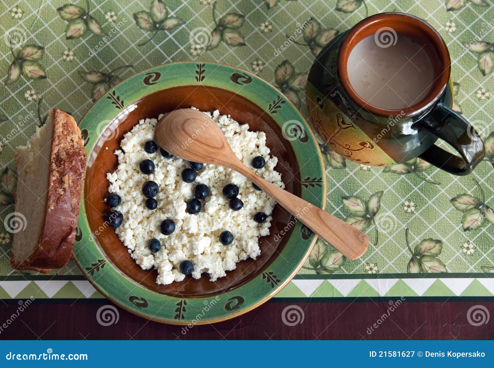 Breakfast in Traditional Dishes Stock Image - Image of milk, bilberry ...