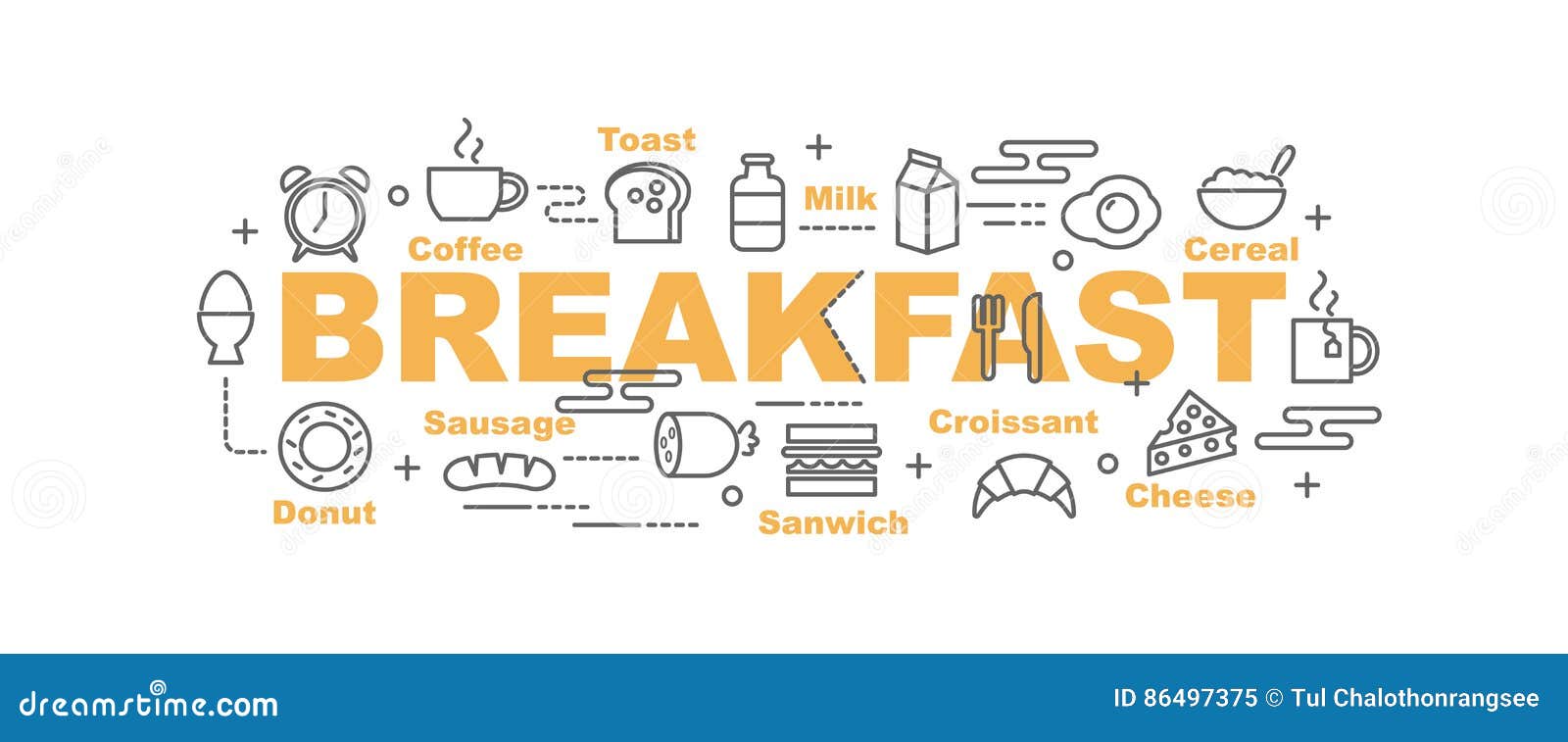 Breakfast vector banner stock vector. Illustration of flat - 86497375