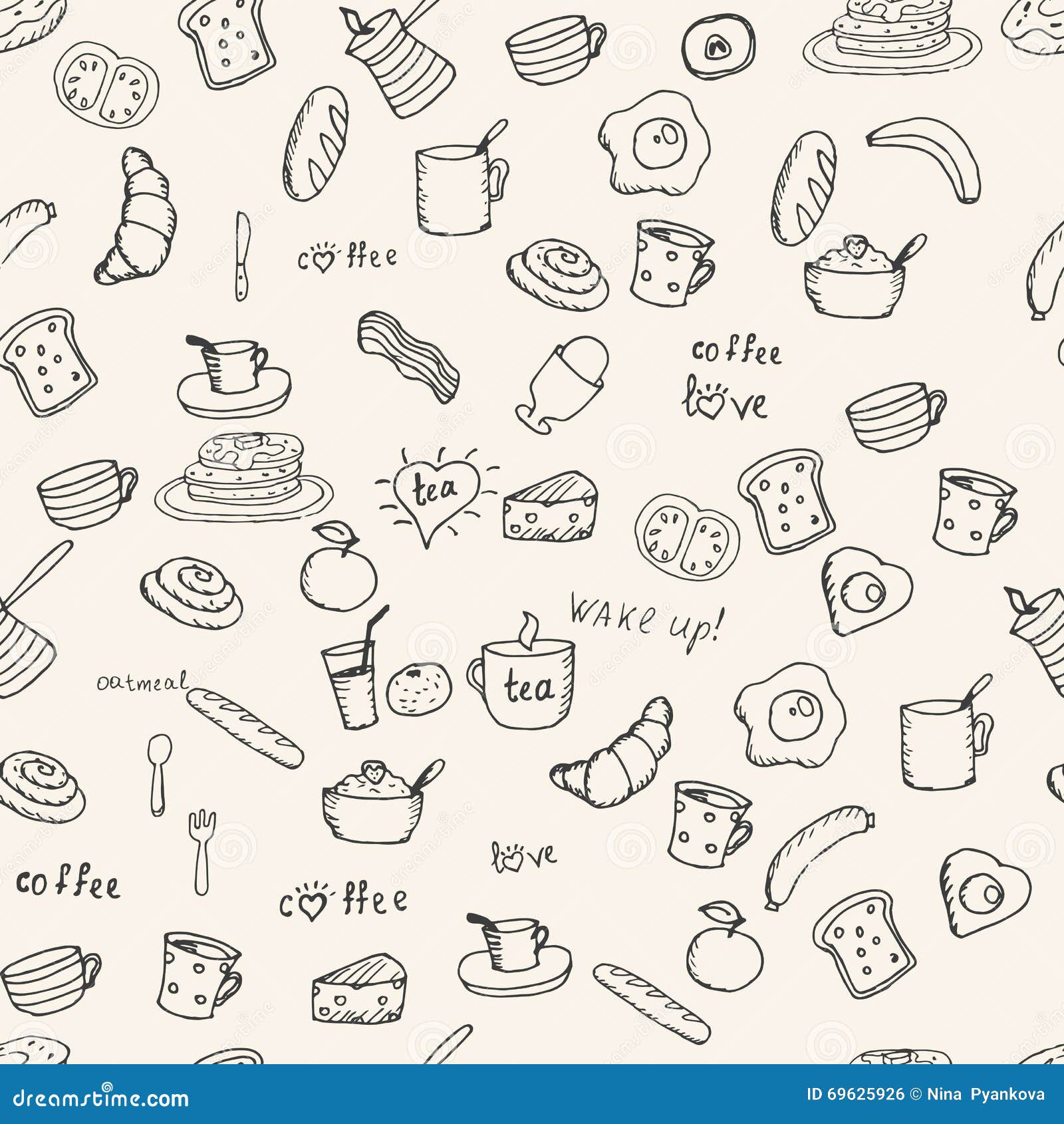 Breakfast vector pattern stock vector. Illustration of orange - 69625926