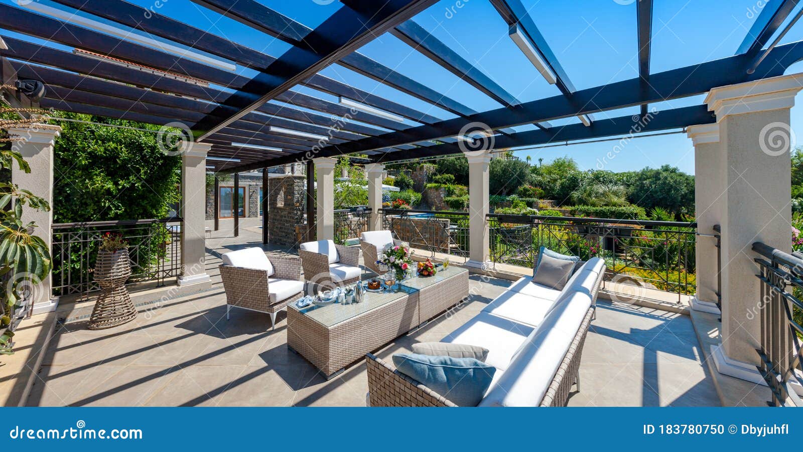 Breakfast on the Veranda of a Luxury Home Stock Photo - Image of dinner ...