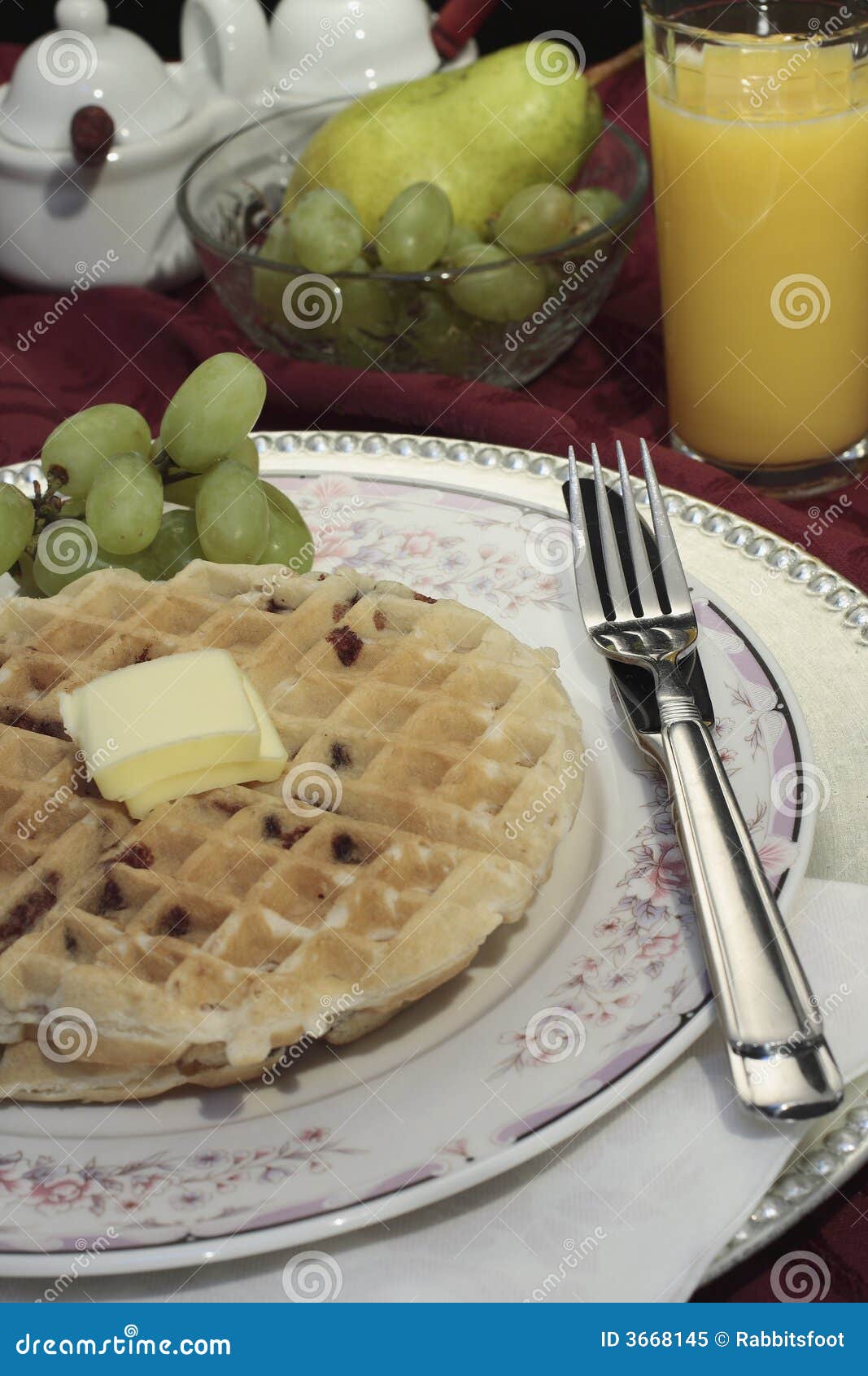 Breakfast waffles stock image. Image of silverware, orange - 3668145