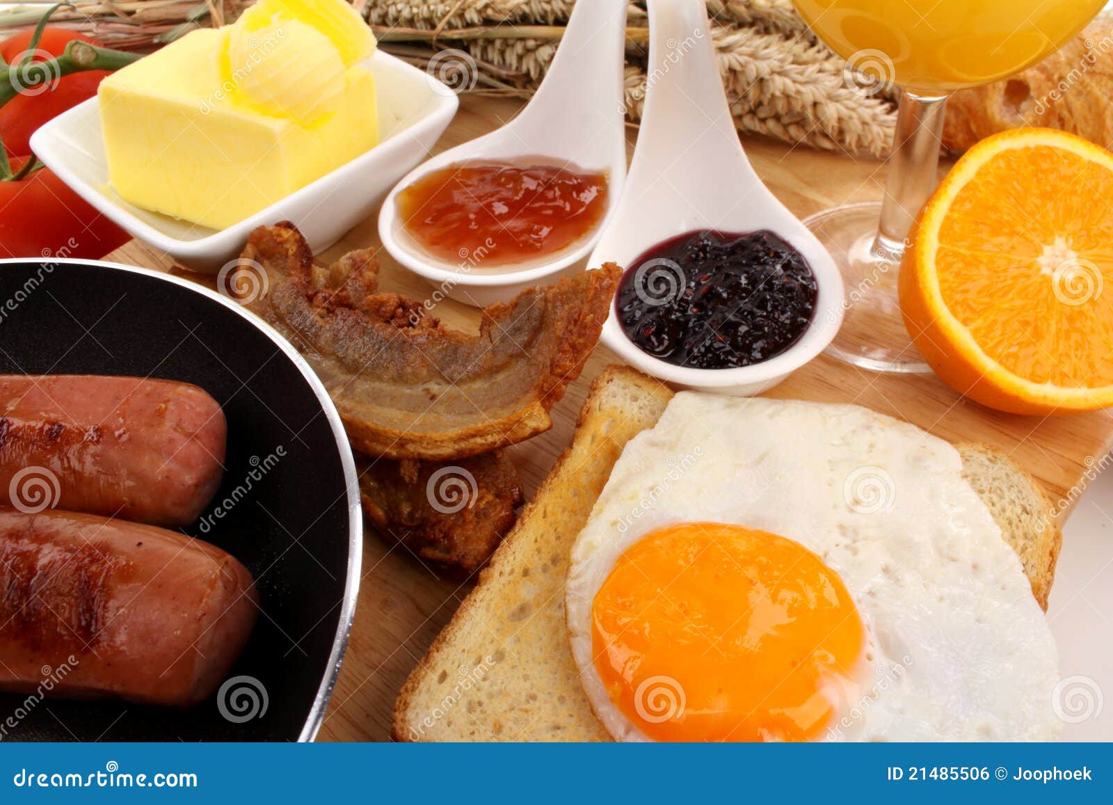 Breakfast on a White Background Stock Photo - Image of french, bread ...