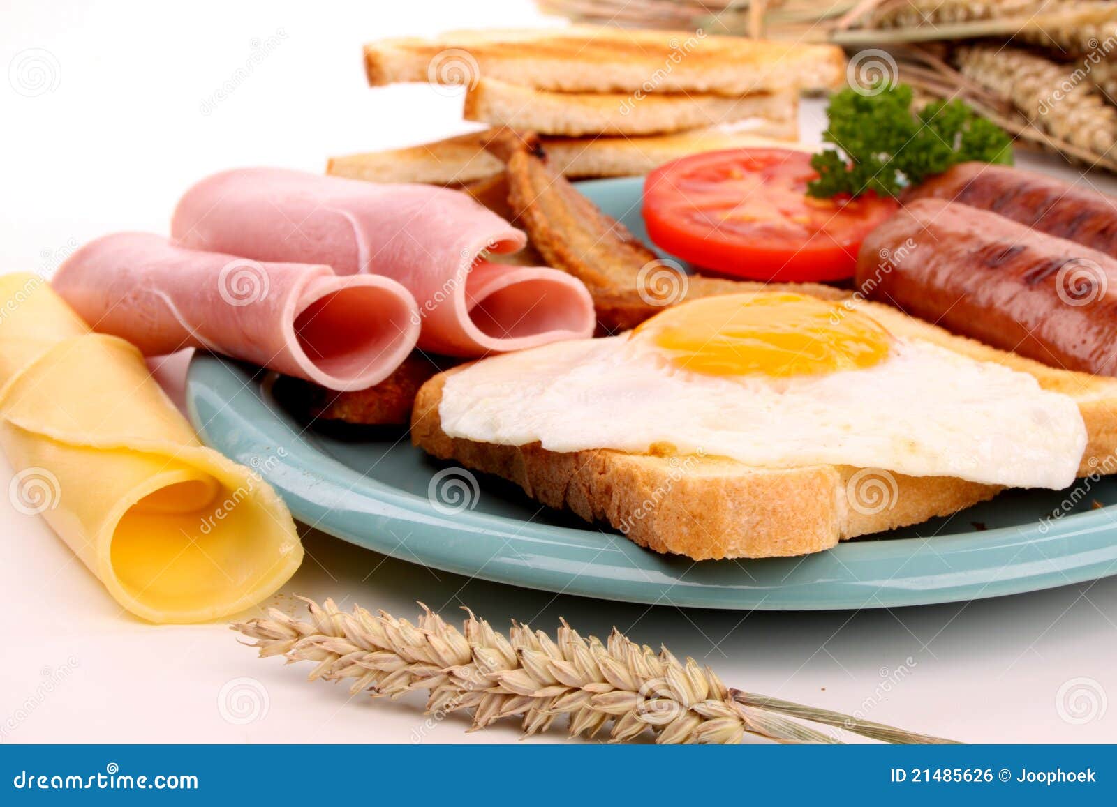 Breakfast on a White Background Stock Photo - Image of bakery, baquette ...
