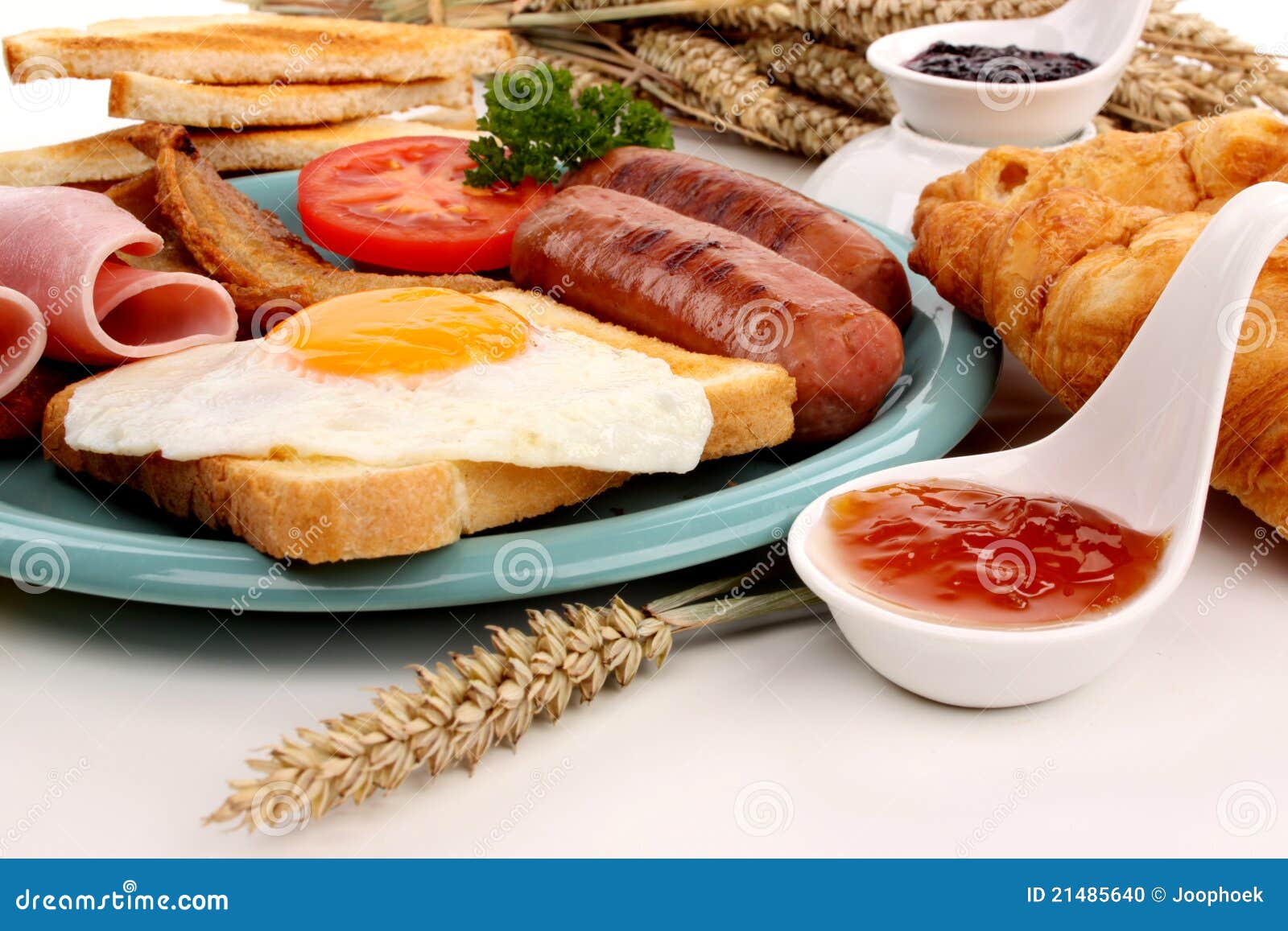 Breakfast on a White Background Stock Photo - Image of roll, wheat ...