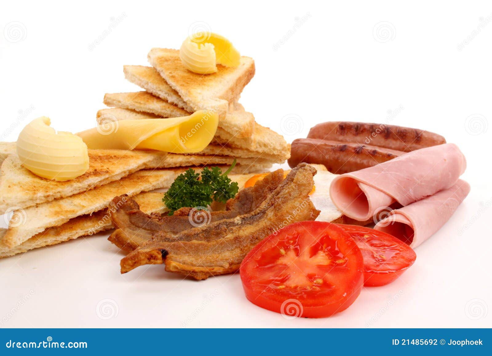Breakfast on a White Background Stock Photo - Image of bread, bakery ...
