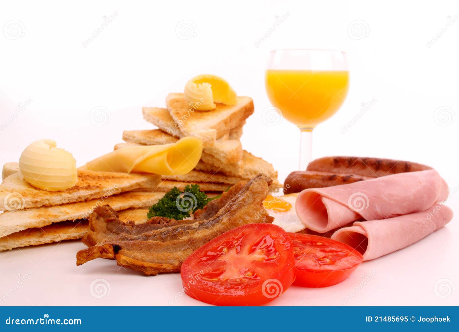 Breakfast on a White Background Stock Image - Image of brown, french ...