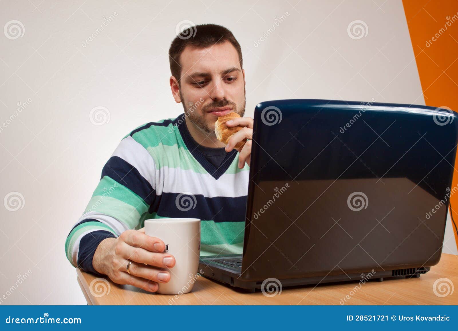 Breakfast at work stock image. Image of corporation, young - 28521721