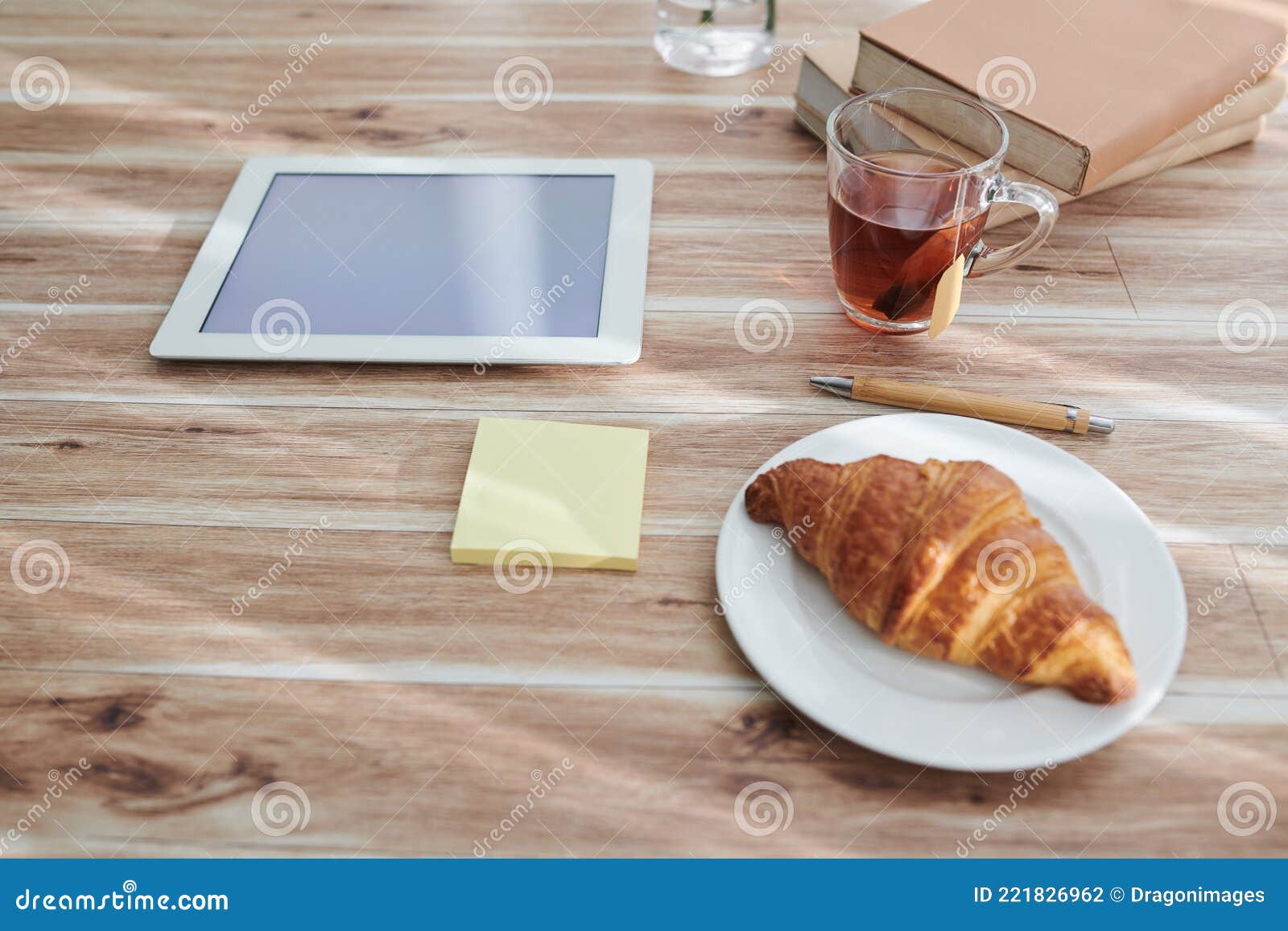 Breakfast at Work Concept stock photo. Image of food - 221826962