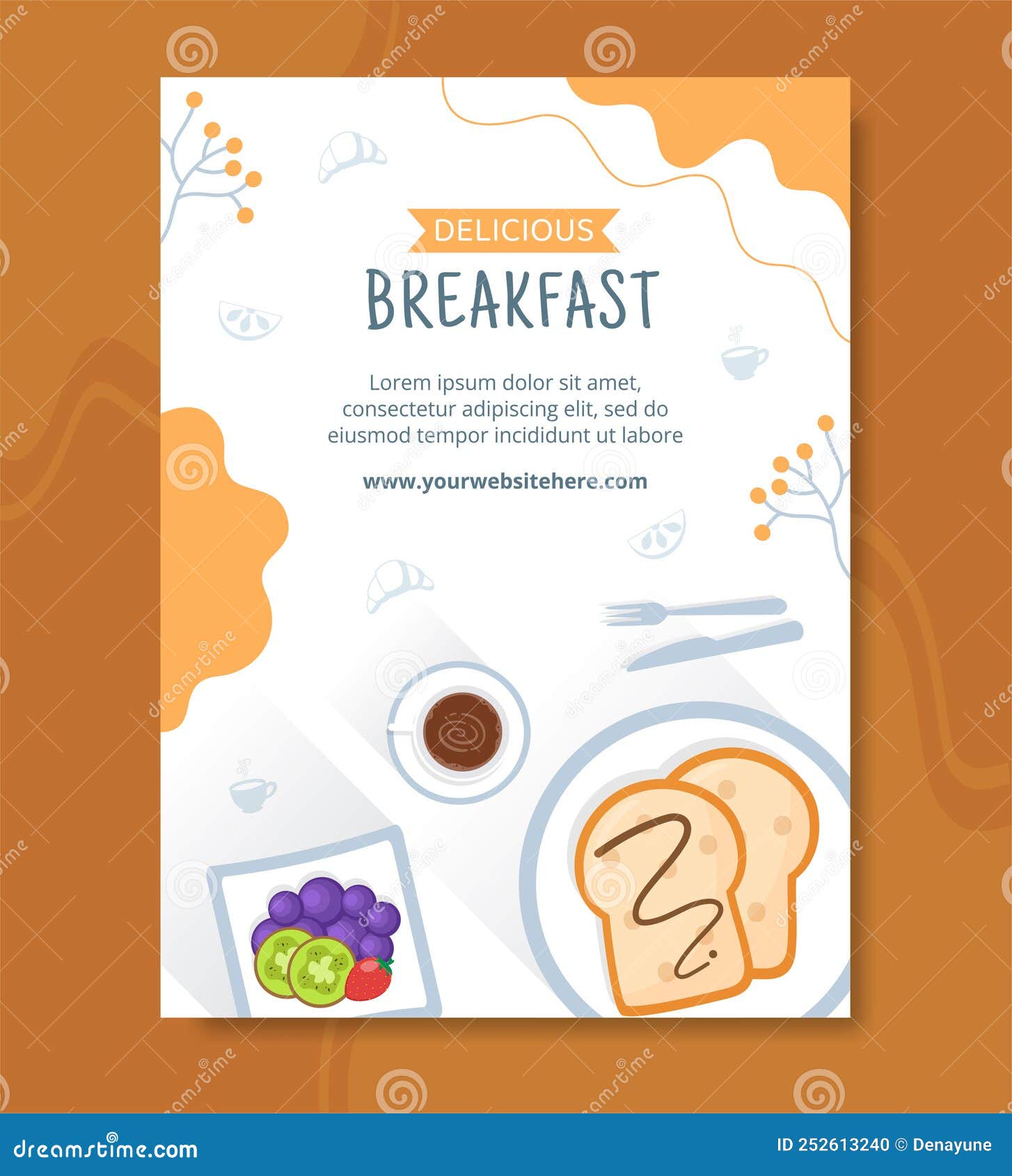 Breakfasts Social Media Stories Template Flat Cartoon Background Vector ...