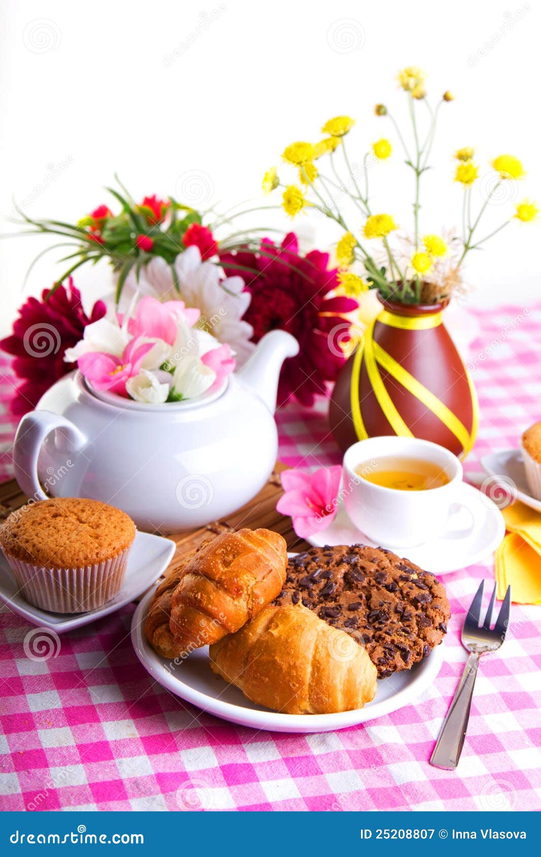 Breakfest with tea stock image. Image of food, biscuits - 25208807