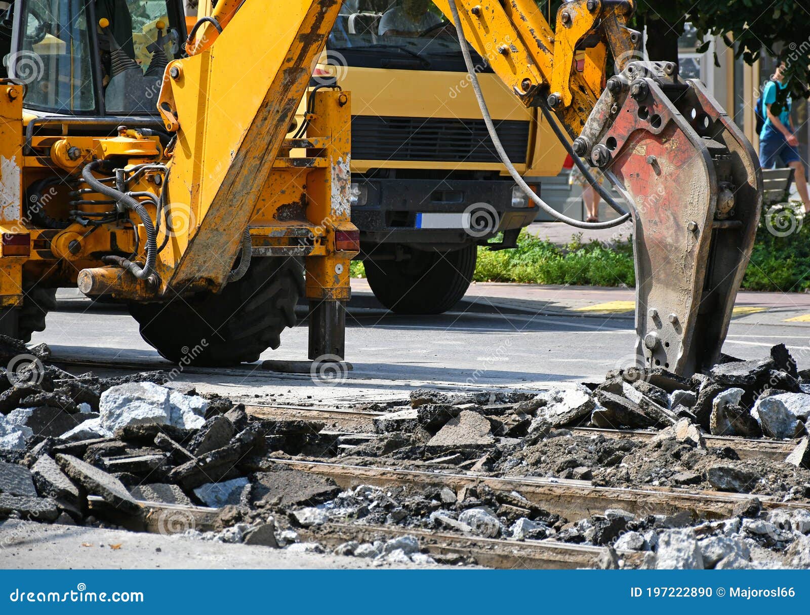 Breaking the Asphalt on the Road Construction Stock Photo - Image of ...