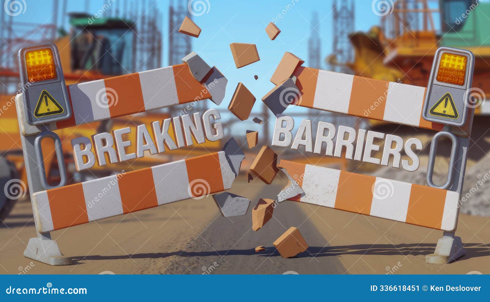 Breaking Barriers Concept with Construction Signs Stock Image - Image ...