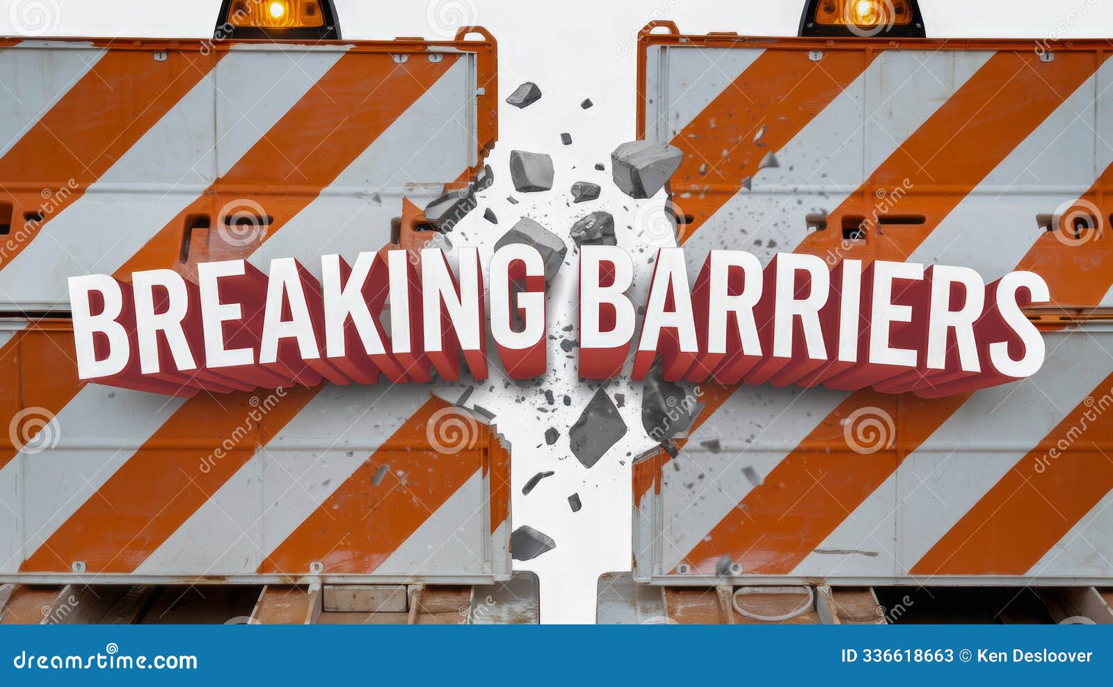 Breaking Barriers Text with Shattered Roadblocks Stock Image - Image of ...