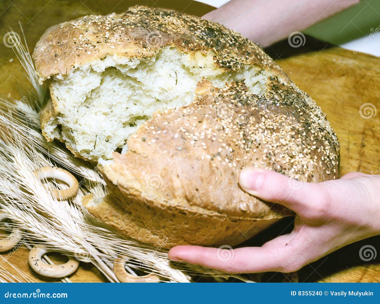 Breaking bread stock photo. Image of nice, cooking, loaf - 8355240