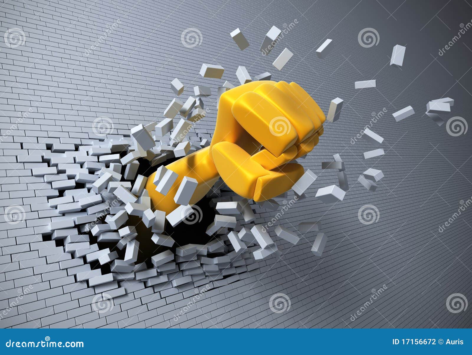 Breaking Brick Wall by Hand Stock Illustration - Illustration of break ...