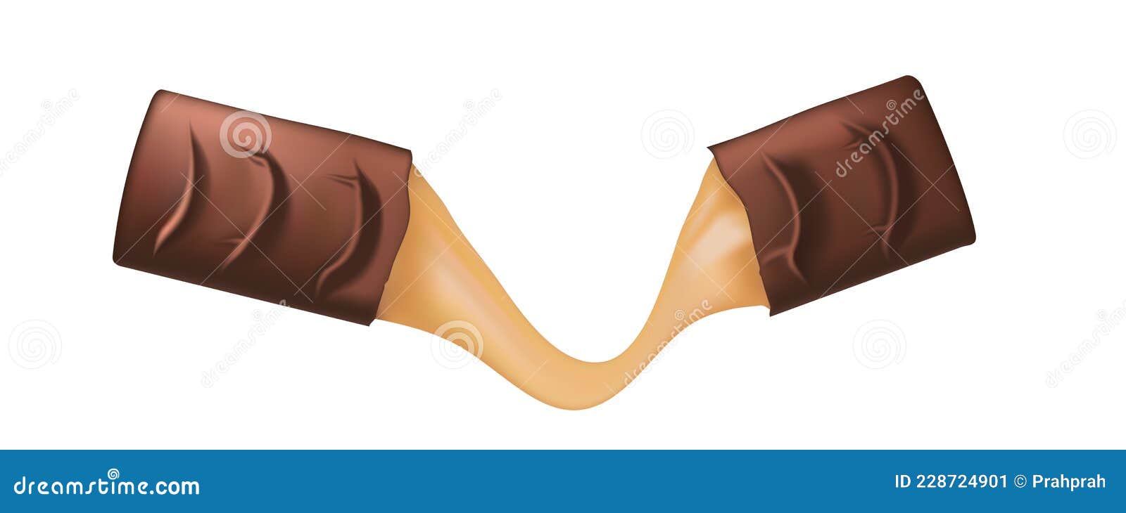 Breaking Candy Bar with Nougat Flows Out Stock Vector - Illustration of ...