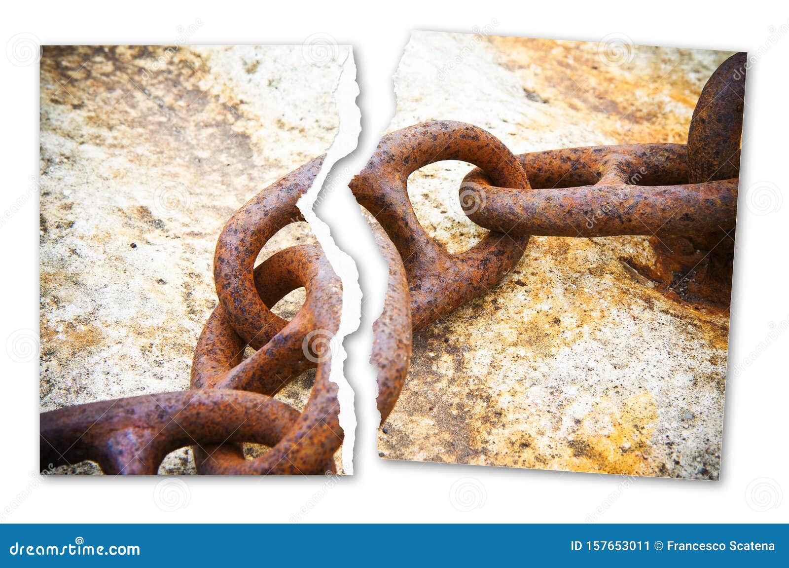 Breaking the Chains - Concept Image with a Ripped Photo of an Old Rusty ...