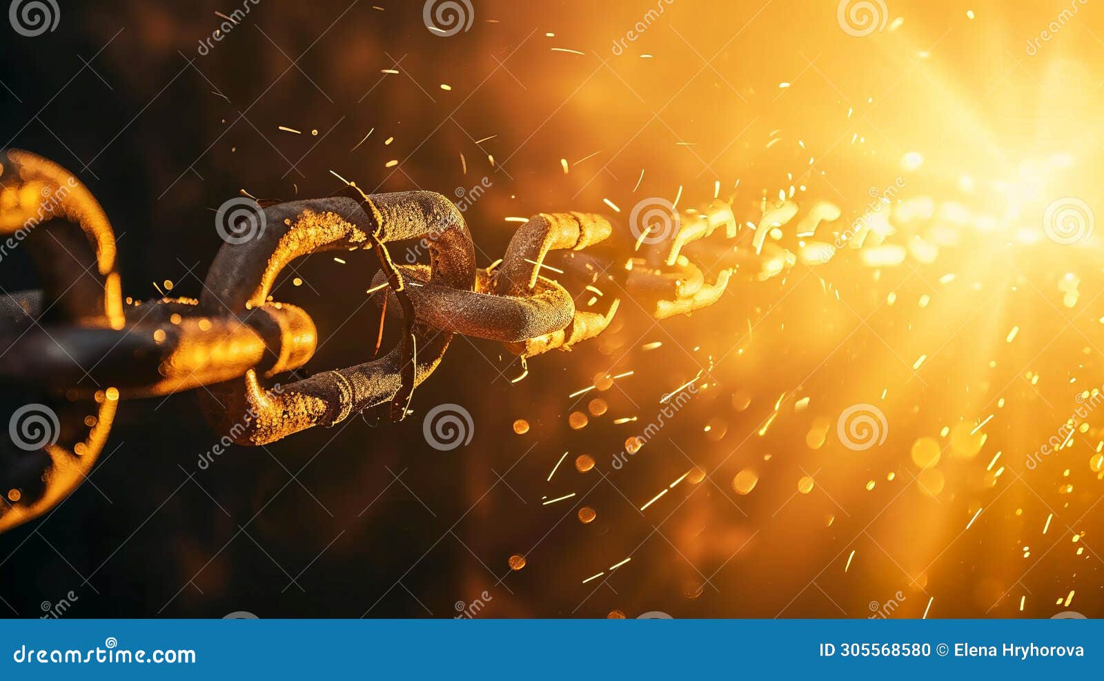 Breaking Chains in High Detail with Visible Rust and Intense Sparks ...