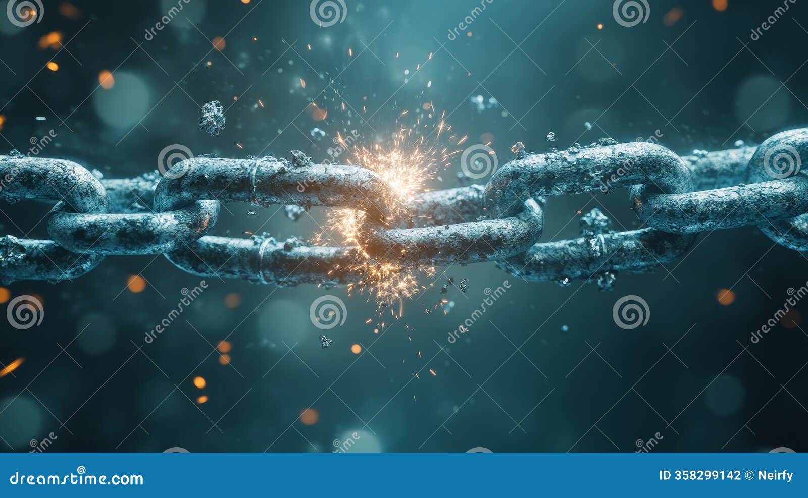 Breaking the Chains a Powerful Spark Ignites within a Strong Metal Link ...