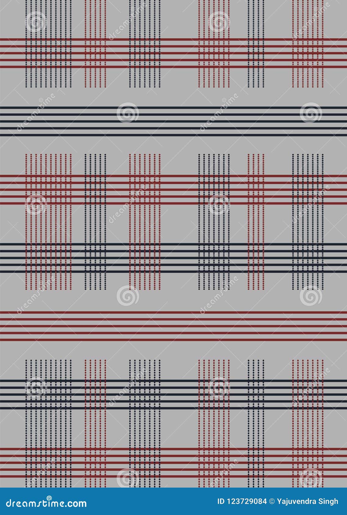 Breaking Check Pattern with Red & Navy Lines & Dots Stock Vector ...