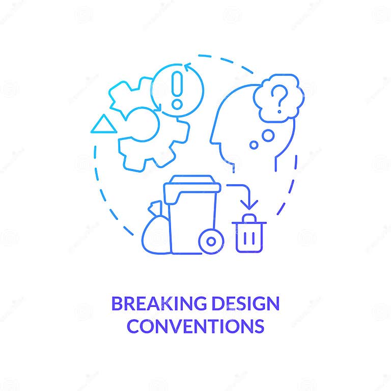 Breaking Design Conventions Blue Gradient Concept Icon Stock Vector