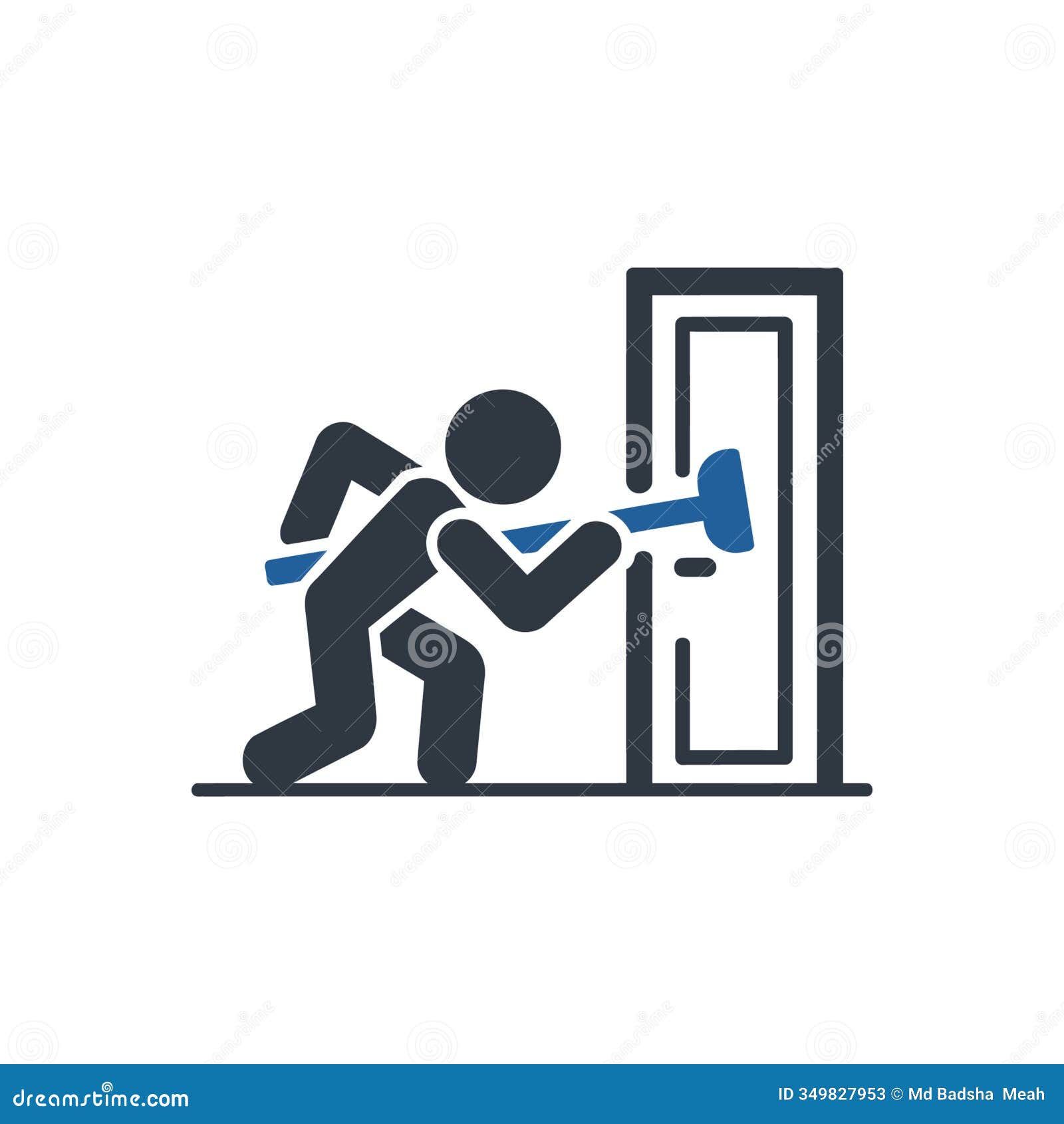 Breaking into Door Icon stock vector. Illustration of entry - 349827953